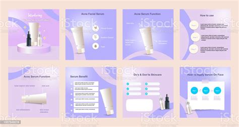 최소한의 현대 패션과 뷰티 소셜 미디어 포스트 배너 컬렉션 키트 보라색 색상 판매 사진 격리 된 제품 디스플레이 플랫폼 팁 템플릿 디자인 포함 0명에 대한 스톡 벡터 아트