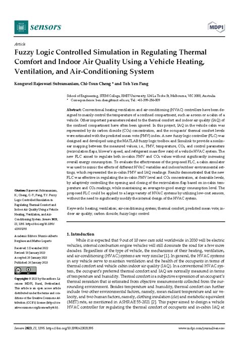Fuzzy Logic Controlled Simulation In Regulating Th Sensors 2023 23 1395 Doi103390