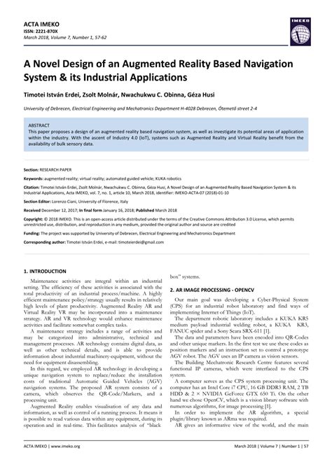 PDF A Novel Design Of An Augmented Reality Based Navigation System Its Industrial Applications