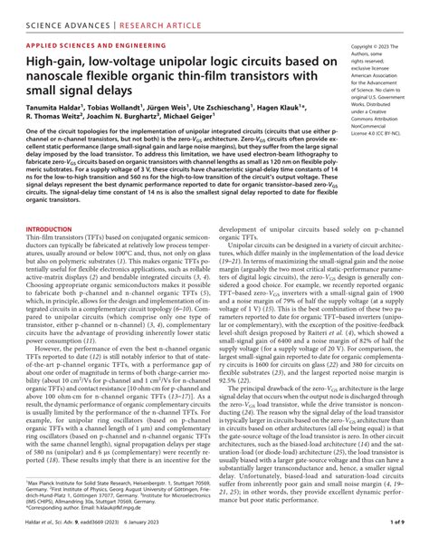 Pdf High Gain Low Voltage Unipolar Logic Circuits Based On Nanoscale