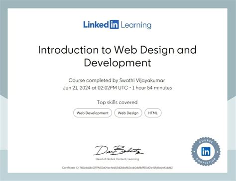 Swathi Vijayakumar On Linkedin Webdesign Webdevelopment Linkedinlearning