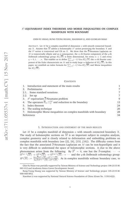 Pdf S 1 Equivariant Index Theorems And Morse Inequalities On Complex Manifolds With Boundary