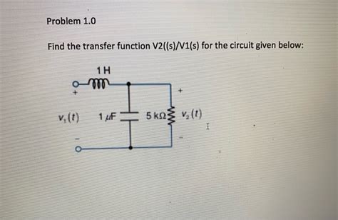 solved problem 1 0 find the transfer function v2 s v1 s