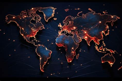 La Interconexión De Redes Globales Ilustrada Como Un Mapa Del Mundo Con