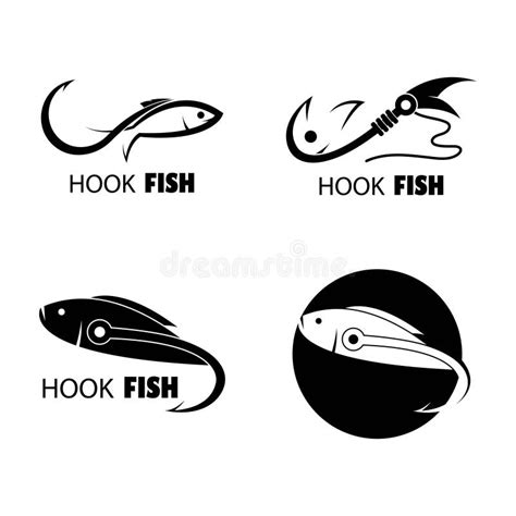 Fishing Hook And Fish Vector Design Template Stock Illustration