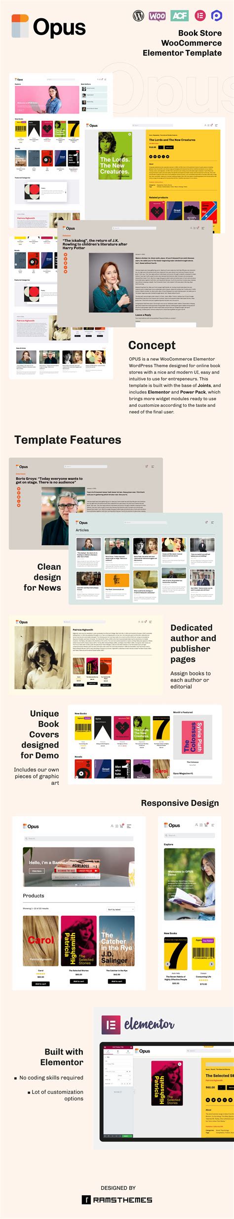 Тема книжного магазина Woocommerce Opus Woocommerce шаблон для интернет магазина на Wordpress
