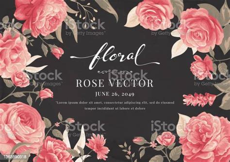 아름다운 장미 꽃과 식물 잎 디지털 사랑 결혼식 발렌타인 데이 또는 배열 초대 디자인 인사말 카드에 대한 일러스트 를 그린 개념에 대한 스톡 벡터 아트 및 기타 이미지