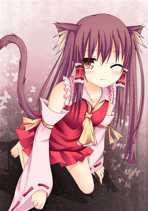 Kaiba San Kc Hakurei Reimu Touhou Bad Id Bad Pixiv Id 1girl Ascot Barefoot Blush Brown