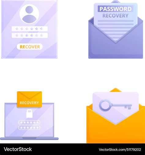 Restore Password Icons Set Cartoon Royalty Free Vector Image Restore Password Icons Set Cartoon Royalty Free Vector Image