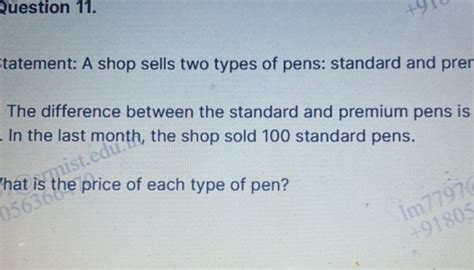Tatement A Shop Sells Two Types Of Pens StudyX
