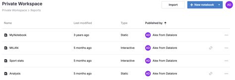 manage reports in workspaces datalore documentation