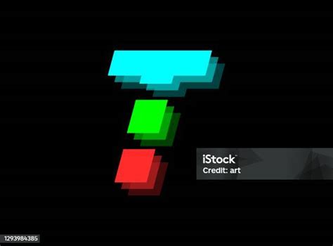 Rgb 색상 글꼴 로고 T 문자 벡터 Desing 검은 색 배경에 동적 분할 빨간색 녹색 파란색 소셜 미디어 디자인 요소 크리에이티브 포스터 웹 템플릿 등을 위해 0명에