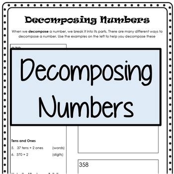 Decomposing Numbers By Kendra Seitz Teachers Pay Teachers