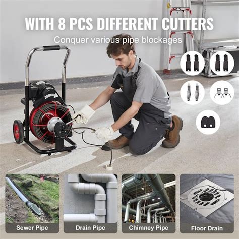 Drain Weasel Vevor 100 Ft X 3 8 Inch Cleaner 370w Open Drain Cleaning