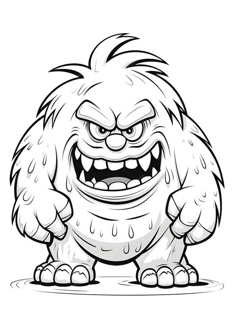 몬스터 컬러링 페이지 몬스터 캐릭터 라인 아트 컬러링페이지 괴물 아웃라인 드로잉 컬러링 피지 몬스터 콜러링 북 Ai 생성 프리미엄 사진