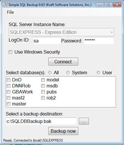 Simple Sql Backup Version