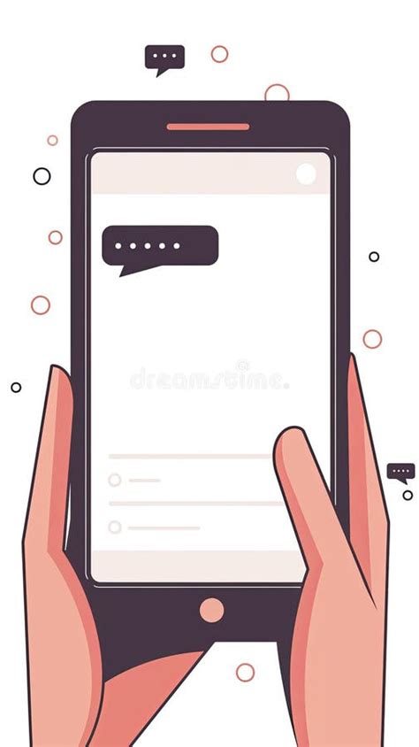 Illustration Of Hand Holding Smartphone With Text Message Notification Stock Illustration