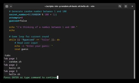 Using Tabbed Interface In Vim
