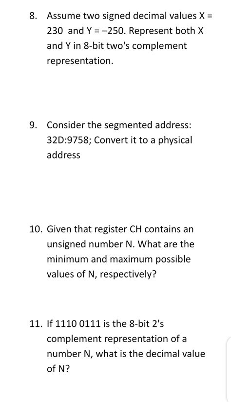 solved 8 assume two signed decimal values x 230 and y