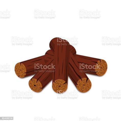 캠프 파이어 장작과 만화 스타일에 흰색 배경에 고립 된 재목과 모닥불 가연성에 대한 스톡 벡터 아트 및 기타 이미지 가연성 관광 노랑 Istock