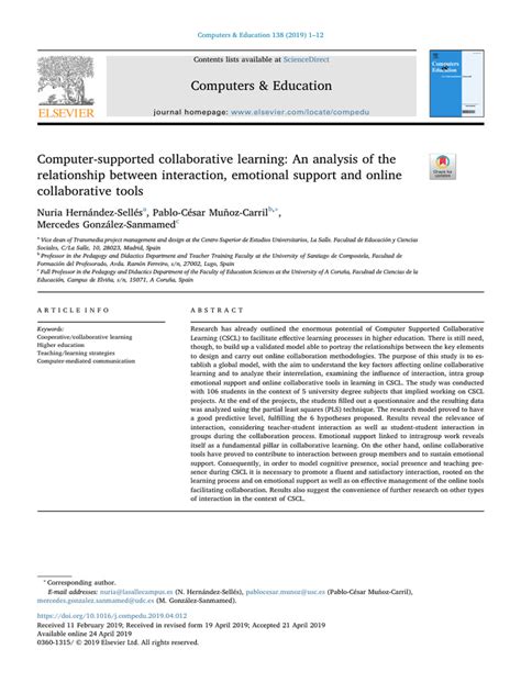 Computer Supported Collaborative Learning An Analysis Of The