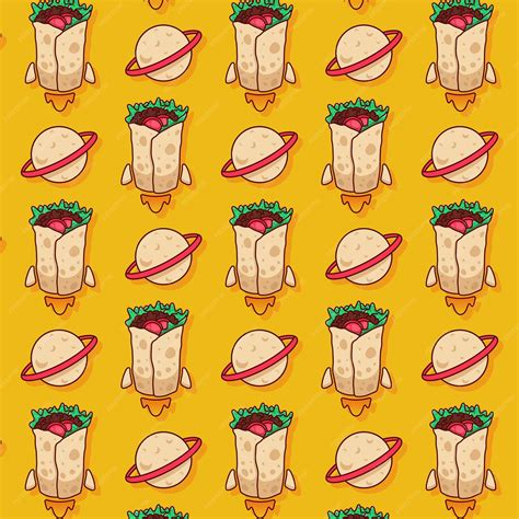 Cute Kebab Pattern Food Illustration Premium Vector