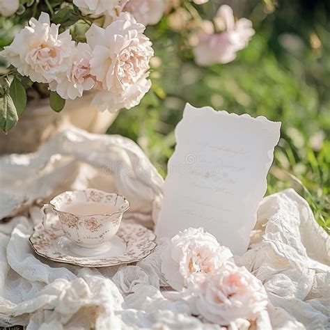 Vintage Tea Party Invitation Mockup Romantic Outdoor Tea Party In A