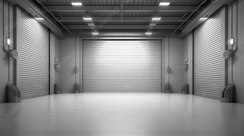 3d Rendering Of Warehouse Exterior Featuring Closed Shutter Doors Powerpoint Background For Free