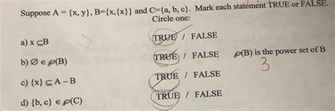 Solved Suppose A X Y B X X And C A B C Mark Each Chegg Com