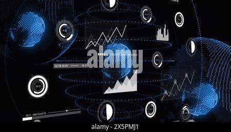 Image Of Multiple Graphs Globes Loading Bars And Circles Over Data