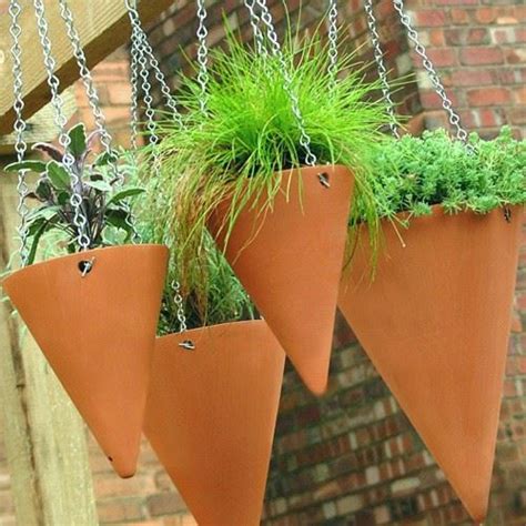 Terracotta Cone Hanging Planters Hand Made Uk
