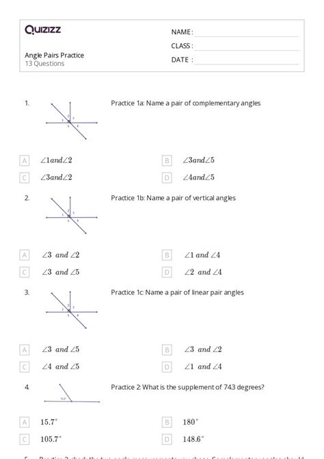 50 Angles Worksheets For 9th Grade On Quizizz Free And Printable