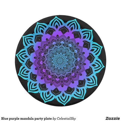 Blue Purple Mandala Party Plate Paper Plates By Zazzle