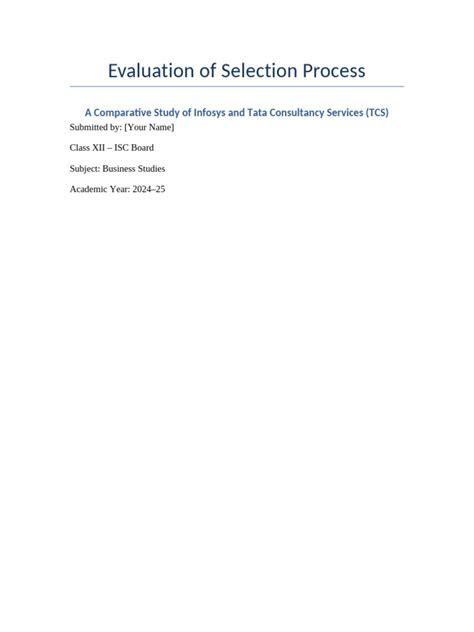 Infosys Vs Tcs Selection Process Project Pdf Recruitment Human Resource Management
