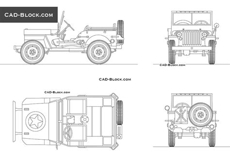 Jeep Willys Drawings Dwg 2d Model