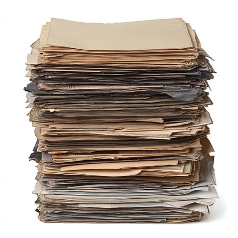 Stack Of Old File Isolated On White Background Premium Ai Generated Image
