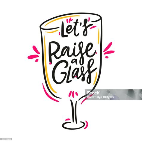 유리 따옴표 손으로 그린 벡터 레터링을 올릴 수 있습니다 흰색 배경에 고립입니다 기념일에 대한 스톡 벡터 아트 및 기타 이미지