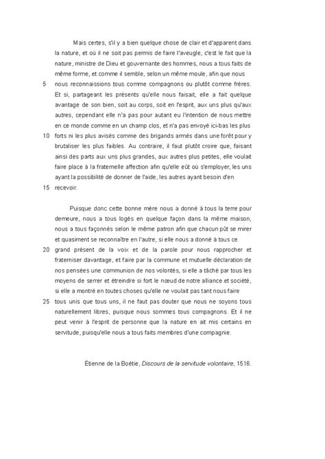 Texte El16 La Boétie Explication Linéaire Mais Certes Sil Y A