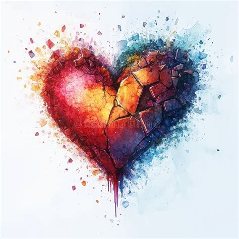 Vibrant Broken Heart Art With Colorful Fragments And Textures Stock