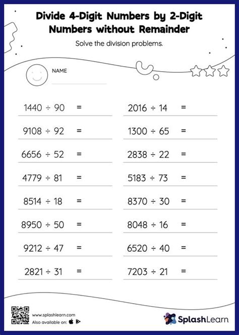 Divide 4 Digit Numbers By 2 Digit Numbers Without Remainder Worksheets Library