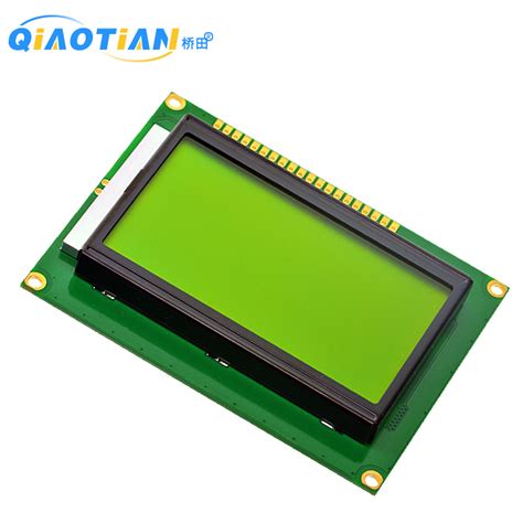 Lcd 12864液晶显示屏黄绿屏带背光中文字库 5v串口并口显示器件 虎窝淘