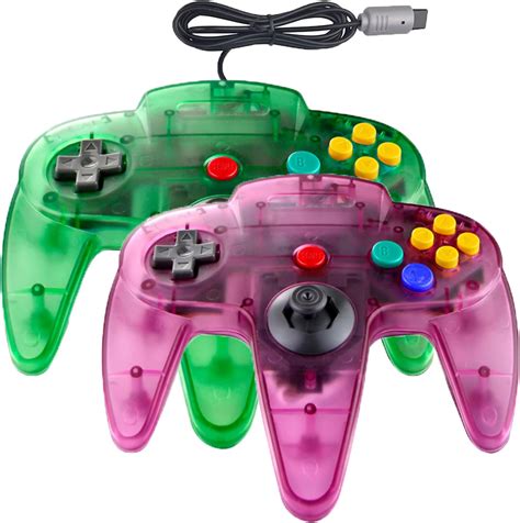 Jinhoabf 2 Pack Classic N64 Controller Wired N64 64 Bit Gamepad Joystick For N64 Console Clear