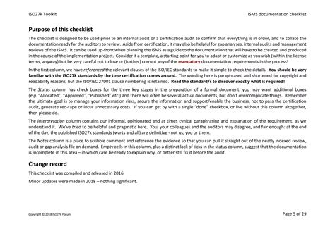 Iso27k Isms Mandatory Documentation Checklist Release 1v1 2 Docx