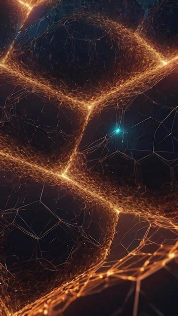 Premium Ai Image Futuristic Digital Hexagonal Grid Abstract Dark Background Of Particle Flow
