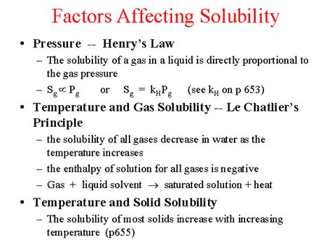 Factors Affecting Solubility