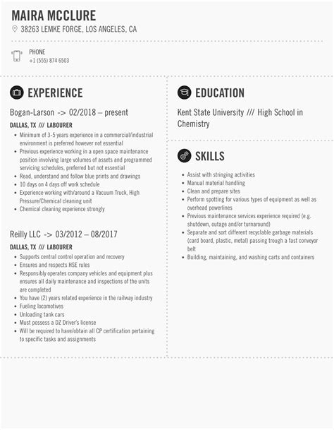 Labourer Resume Samples Velvet Jobs