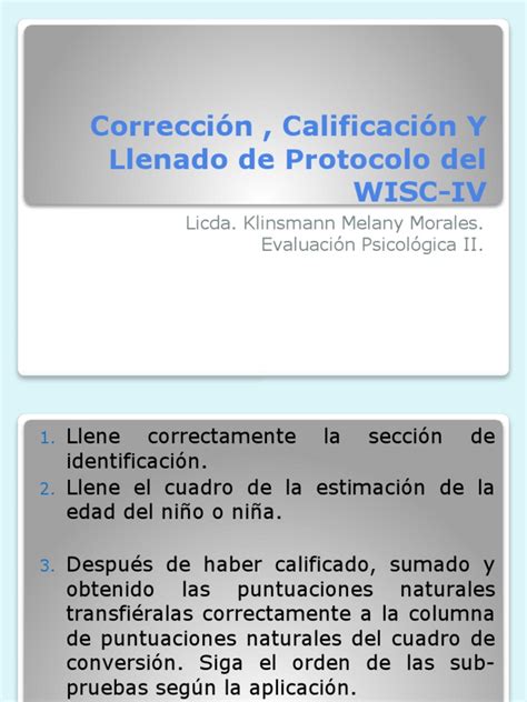 Análisis Completo Del Protocolo Del Wisc Iv Pdf