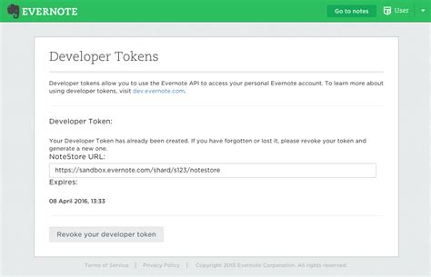Developer Tokens Evernote Developers