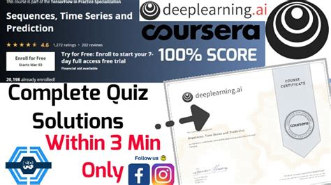 Sequences Time Series And Prediction Coursera All Week 1 4 Quiz Answers Solved Youtube