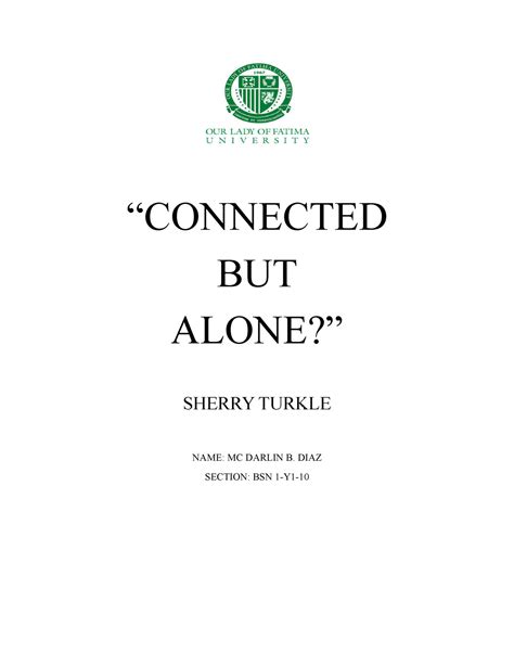 Connected But Alone Reaction Paperpurc111 Connected But Alone